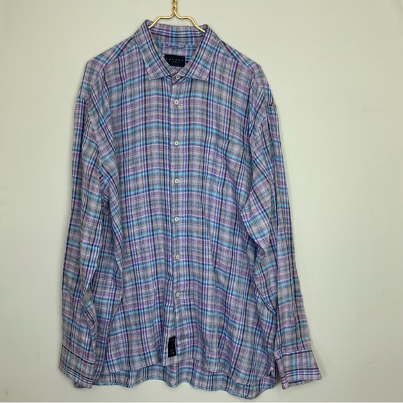 calder carmel | Shirts | Calder Carmel Xxl Blue Purple Plaid Button Up ...
